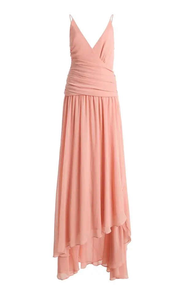 Arcina Ori Delilah Ruffled Chiffon Maxi Dress - Pink