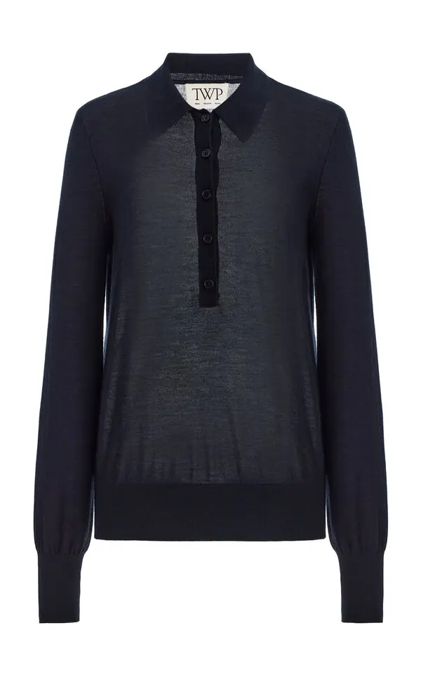 TWP Uma Cashmere Henley - Navy
