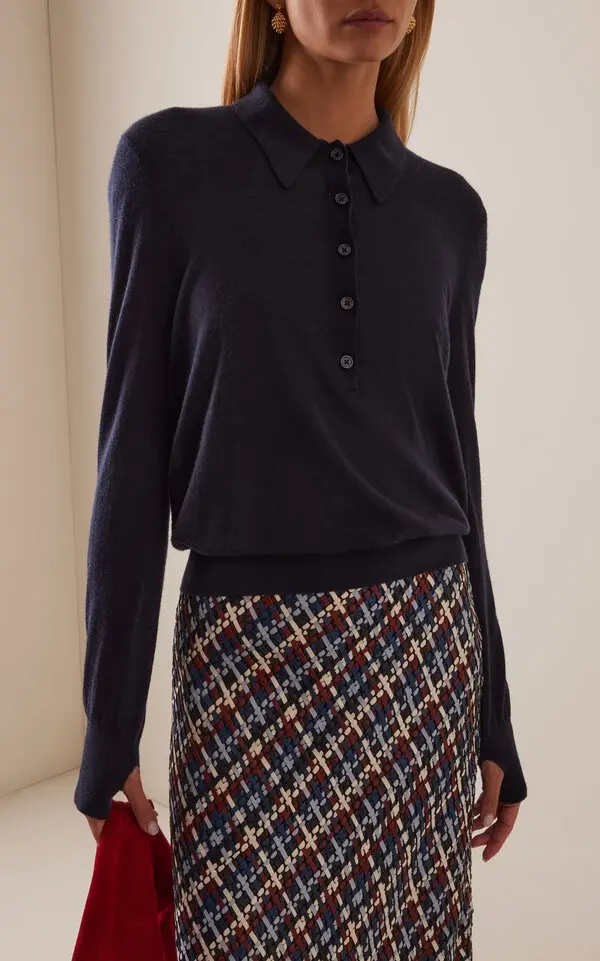 TWP Uma Cashmere Henley - Navy