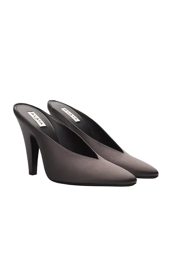 Alaïa Cone Satin Pumps - Grey