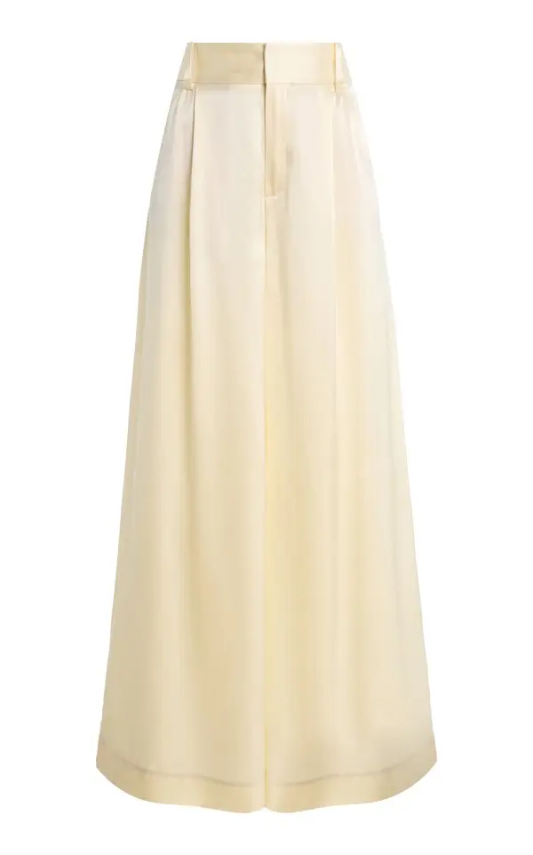 AISLING CAMPS Liquid Silk Wide-leg Pants With Draped Sash - Ivory