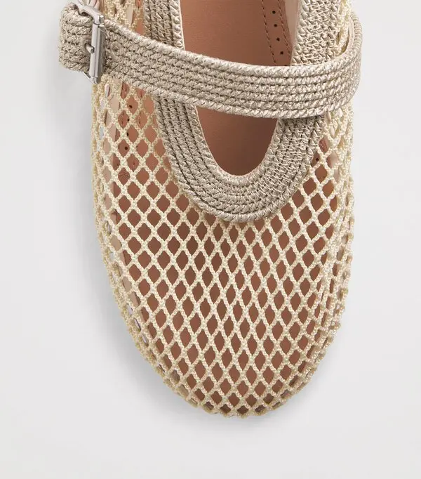 Alaïa Mesh Embroidered Ballet Flats - Beige