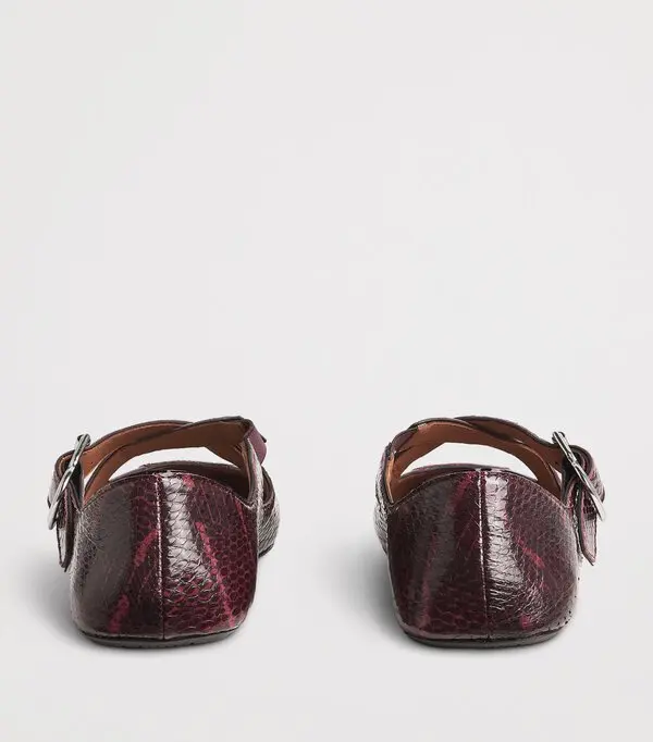 Alaïa Snakeskin Criss-cross Ballet Flats - Red