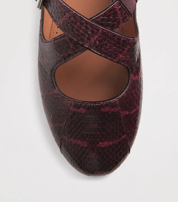 Alaïa Snakeskin Criss-cross Ballet Flats - Red