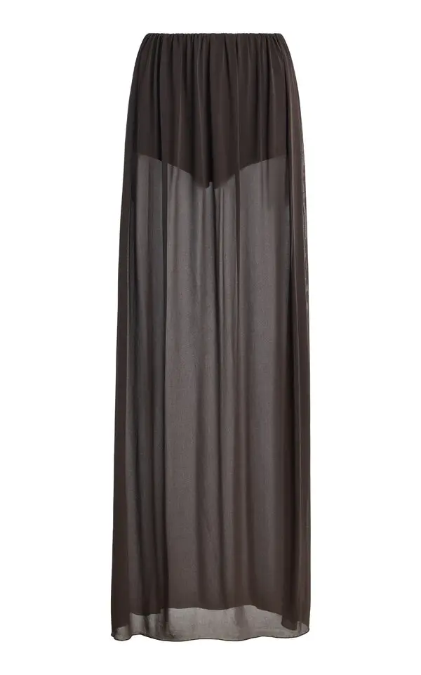 MORE NOIR Aria Jersey Maxi Skirt - Brown
