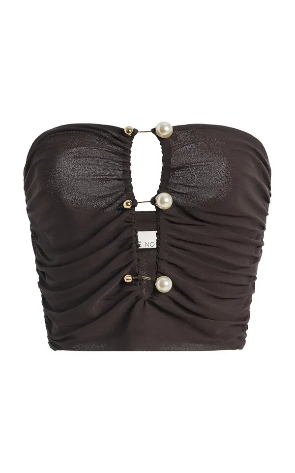 MORE NOIR Goya Strapless Jersey Top With Cut-out Detail - Brown