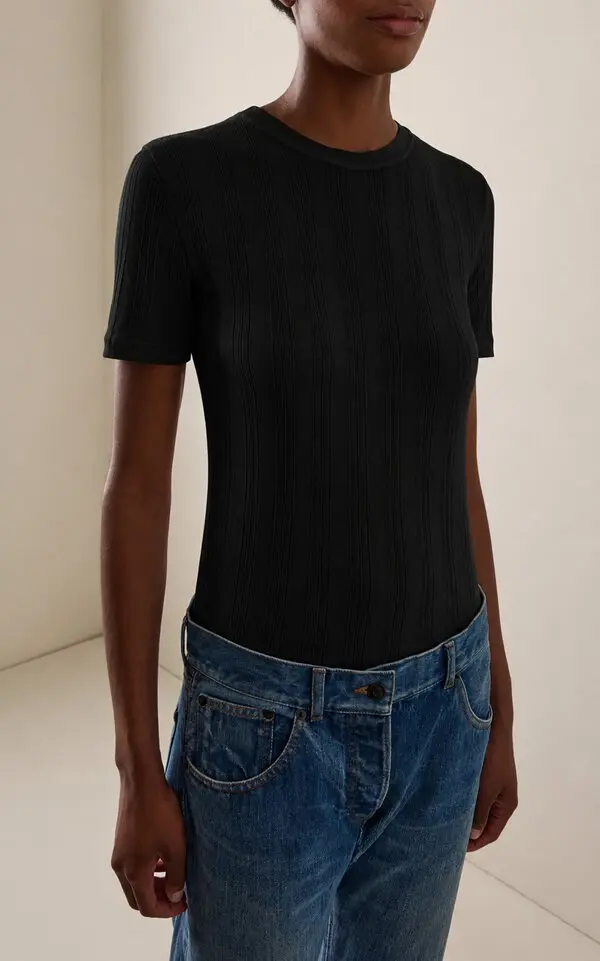 THE ROW Etina Ribbed Cotton T-shirt