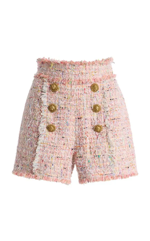 Balmain Buttoned Tweed Shorts