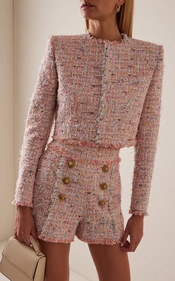 Balmain Tweed Cropped Spencer Jacket