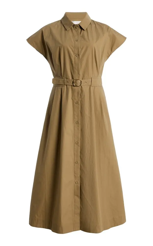 Cara Cara Sawyer Belted Cotton Midi Dress - Khaki