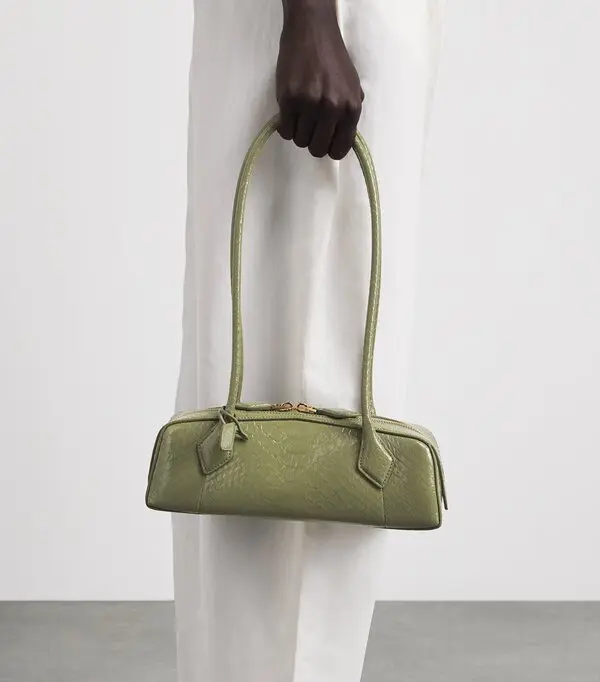 Alaïa Le Teckel Shoulder Bag In Snakeskin - Brown