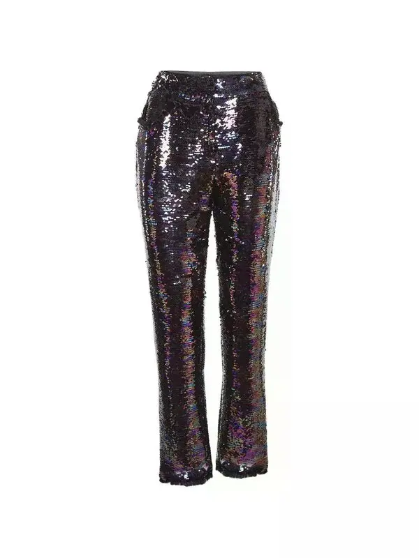 Balmain Sequin-embellished Straight-leg Trousers - Black