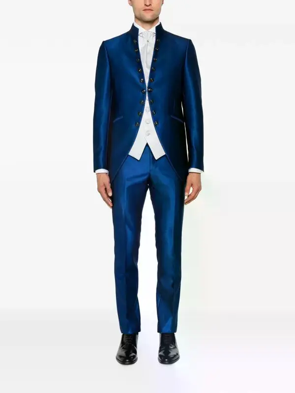 CARLO PIGNATELLI Mandarin-collar Suit - Blue