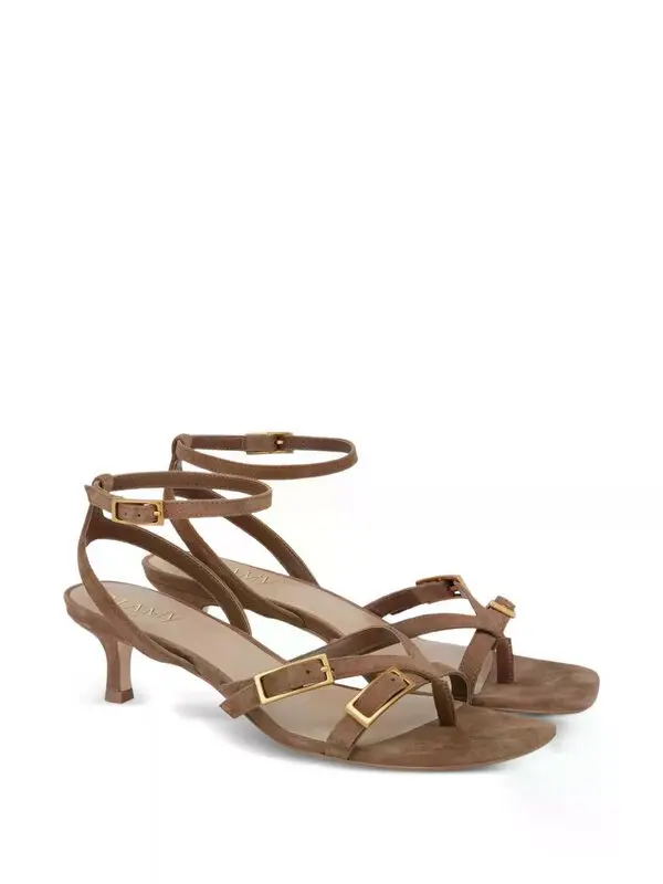 POTAMY Suede Sandals With Decorative Buckle Detail