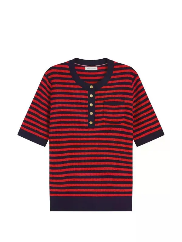 Tommy Hilfiger Striped Knit Sweater - Red