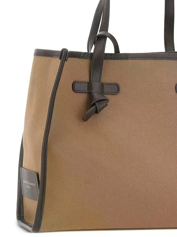 MARCELLA CLUB Medium Canvas Shoulder Bag With Leather Trim