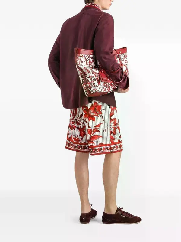 Dolce & Gabbana Majolica-print Striped Poplin Bermuda Shorts