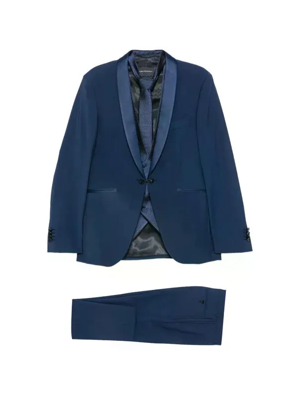 CARLO PIGNATELLI Shawl-lapel Single-breasted Three-piece Wool Suit