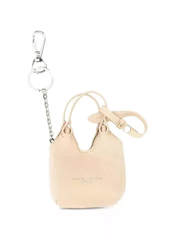 GIANNI CHIARINI Dua Hammered-leather Keyring - Neutrals