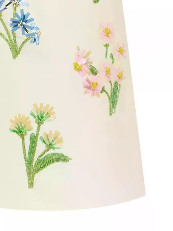 LEO LIN Leia Wildflower-embellished Dress - Neutrals