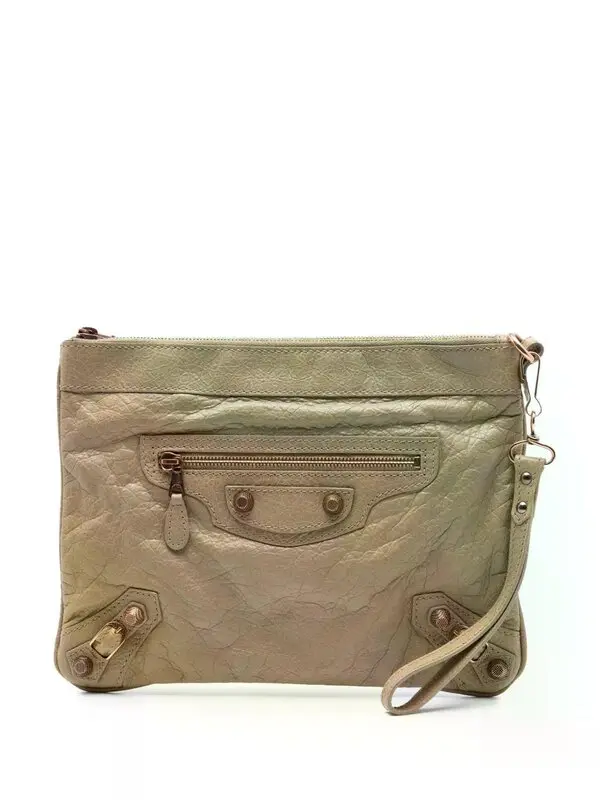 Balenciaga 2012 Lambskin Motocross Giant 12 Clutch Bag - Neutrals