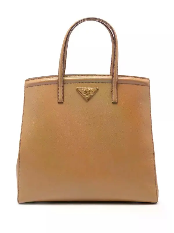 Prada Saffiano Vernice Parabole Satchel - Brown