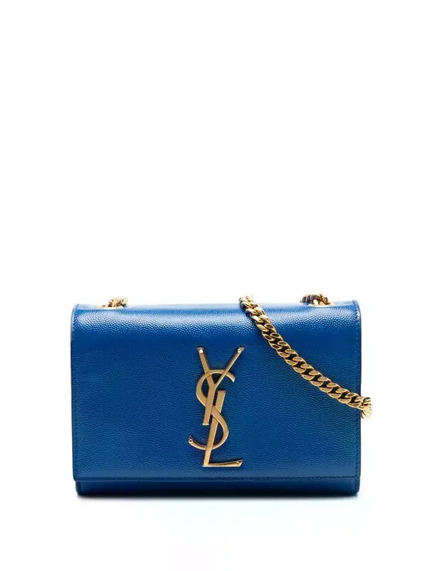Saint Laurent Small Grain De Poudre Monogram Kate Crossbody Bag - Blue
