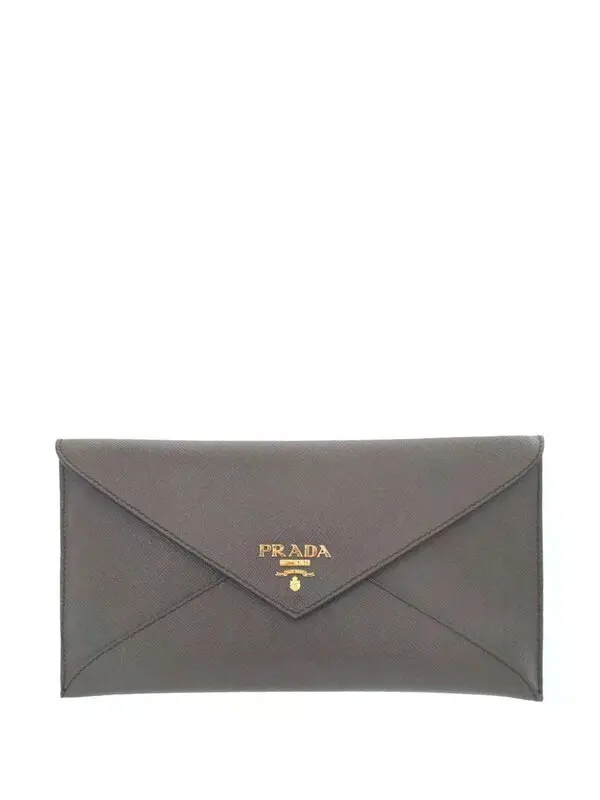 Prada Saffiano Envelope Clutch Bag - Grey