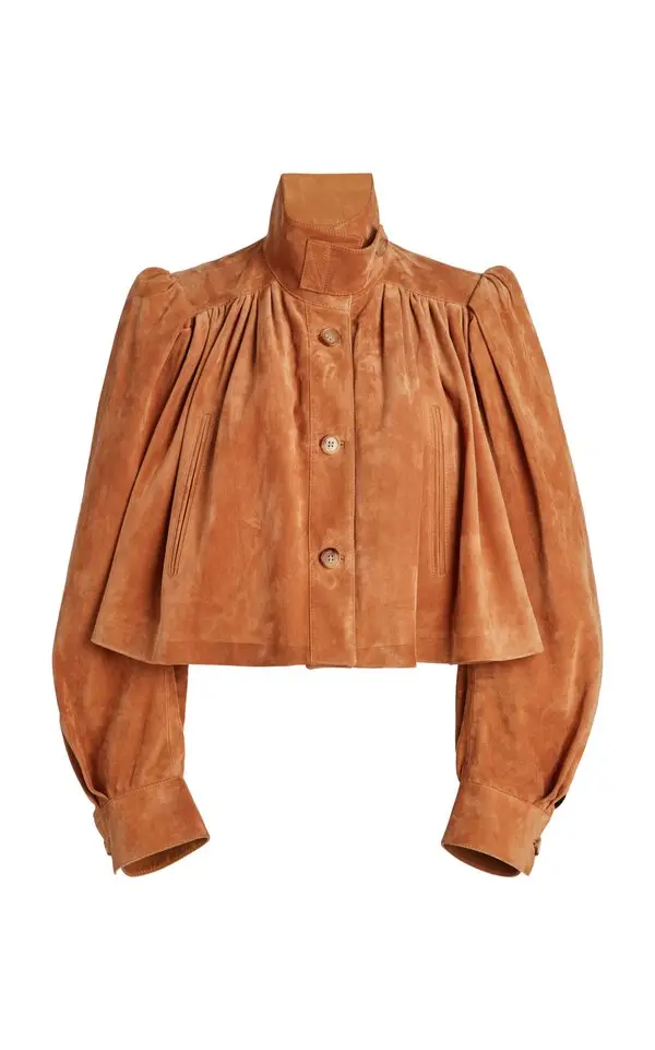 Chloé Cropped Suede Jacket - Brown