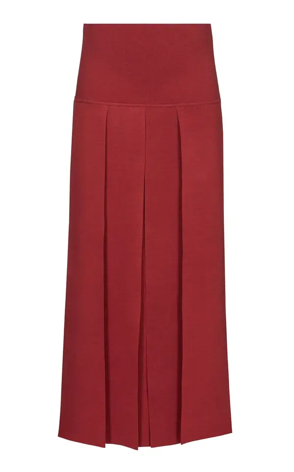 Alaïa Pleated Midi Skirt - Red