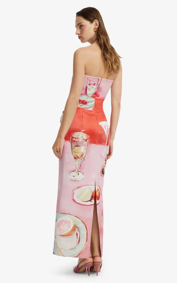 LEO LIN Rayna Embroidered Bustier Maxi Dress