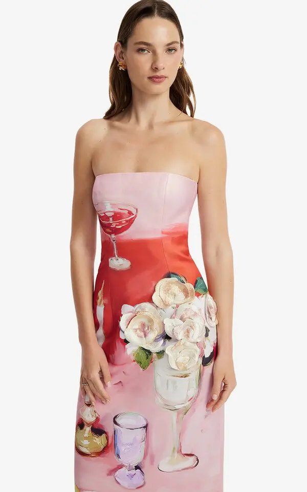 LEO LIN Rayna Embroidered Bustier Maxi Dress
