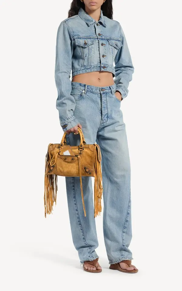 Balenciaga Le City Small Fringed Suede Bag