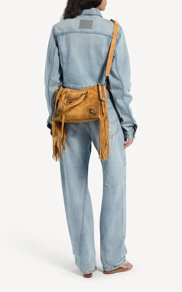 Balenciaga Le City Small Fringed Suede Bag