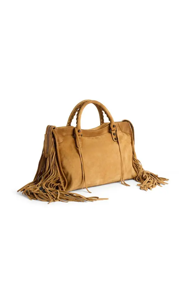 Balenciaga Le City Small Fringed Suede Bag