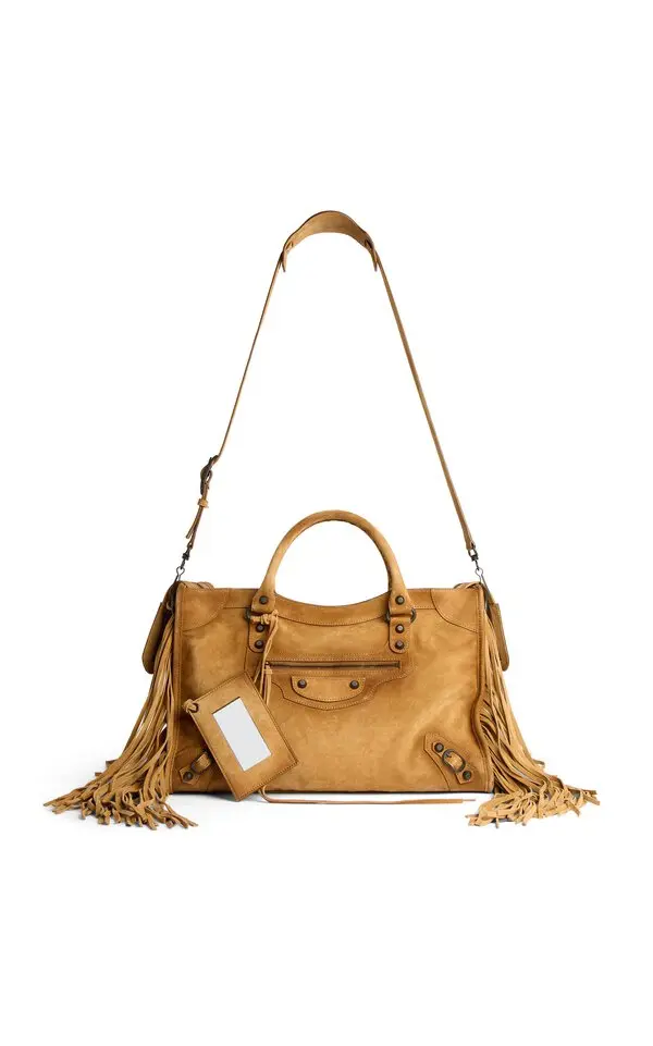 Balenciaga Le City Small Fringed Suede Bag