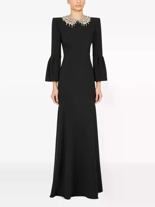 Jenny Packham Embellished Neck Pueblo Dress - Black