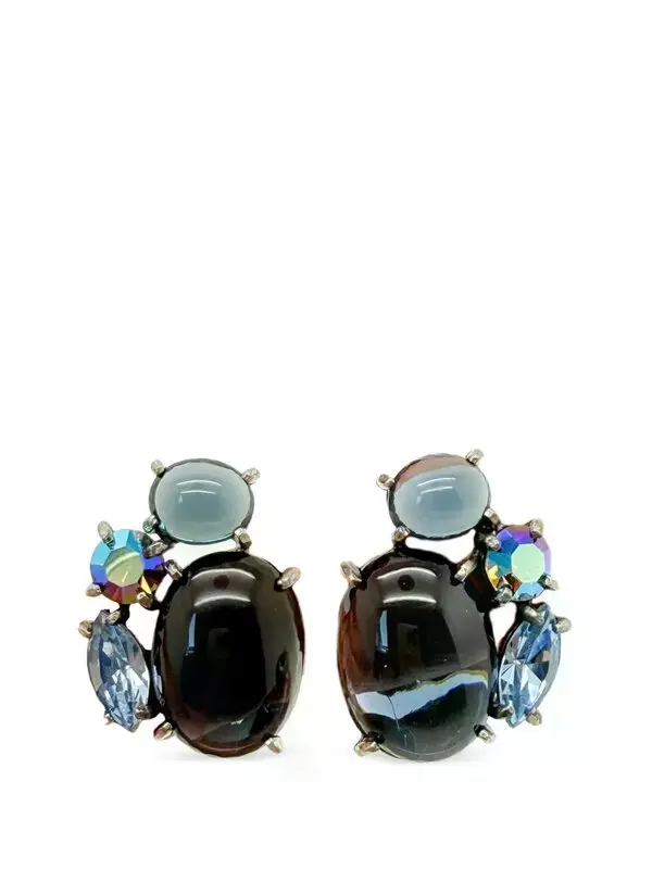 JENNIFER GIBSON JEWELLERY Schiaparelli Blue Cabochon Crystal Earrings - Grey