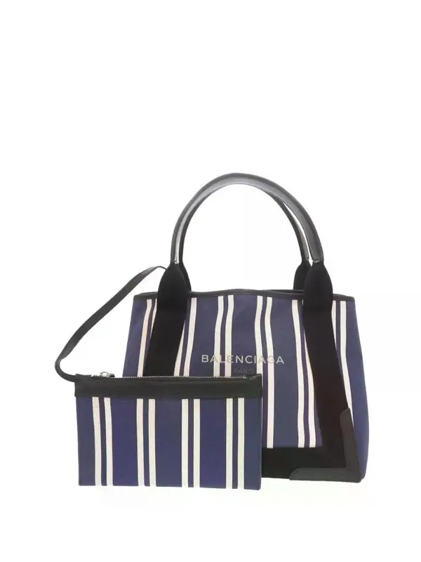 Balenciaga Canvas Striped Cabas S Tote Bag