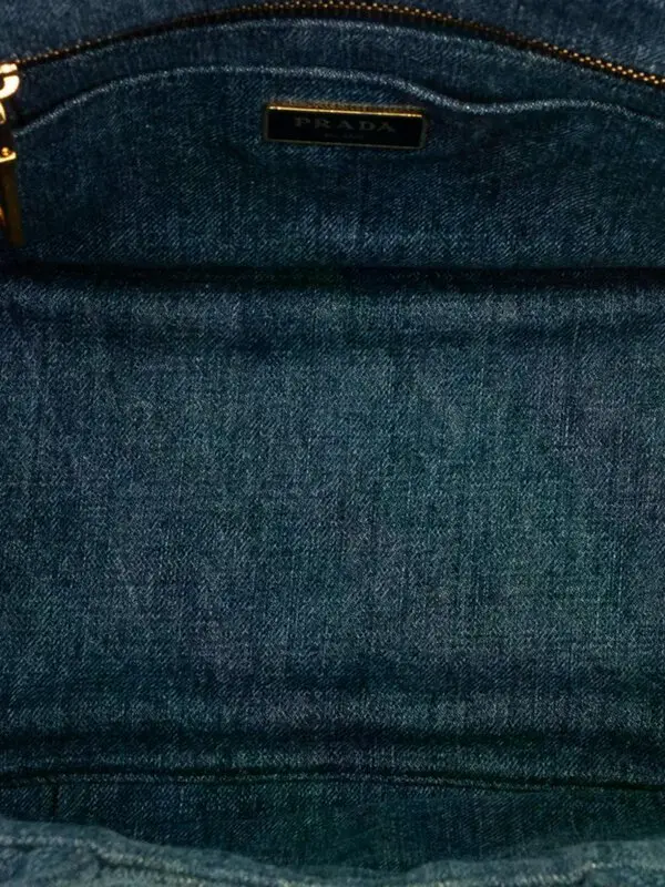 Prada Small Denim Canapa Logo Satchel