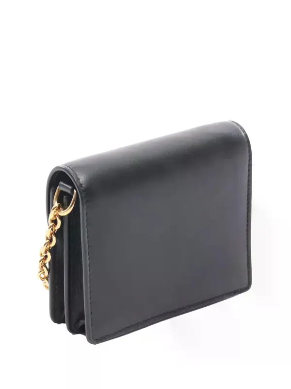 Celine Mini Calfskin Triomphe Wallet On Chain Crossbody Bag - Black