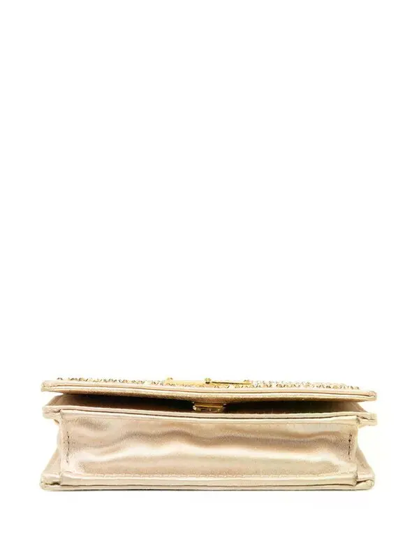 Prada Crystal Embellished Satin Card Holder With Chain Crossbody Bag