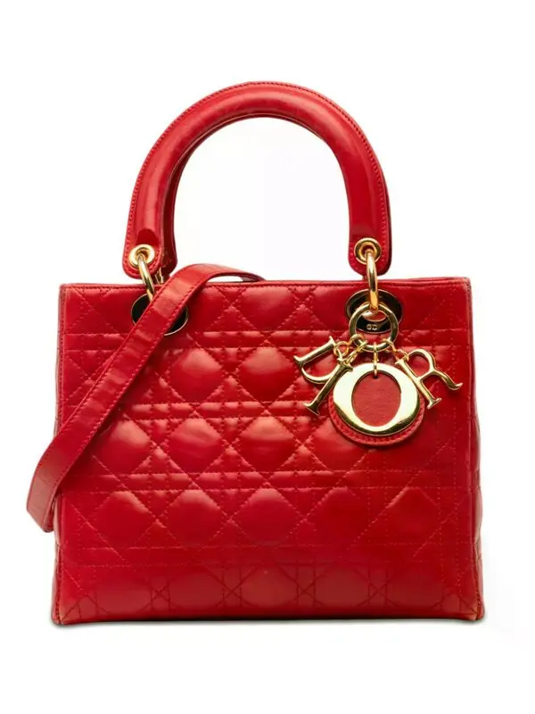 Dior Lambskin Cannage Lady Satchel - Red
