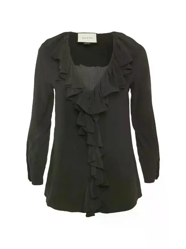 Gucci Silk Blouse With Ruffled Collar - Black
