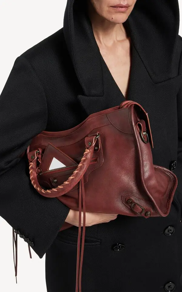 Balenciaga Le City Medium Leather Bag - Red