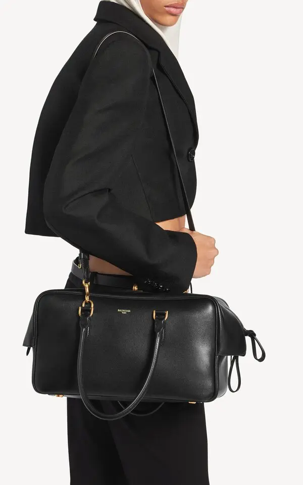 Balenciaga Le 7 Medium Leather Bowling Bag