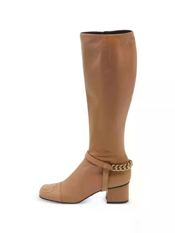 Gucci Interlocking G Chain-link Boots - Brown