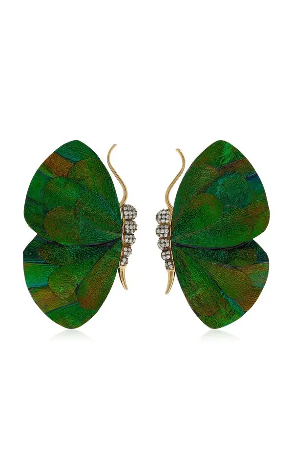 SILVIA FURMANOVICH Beetle Wing Marquetry Butterfly Earrings - Multi