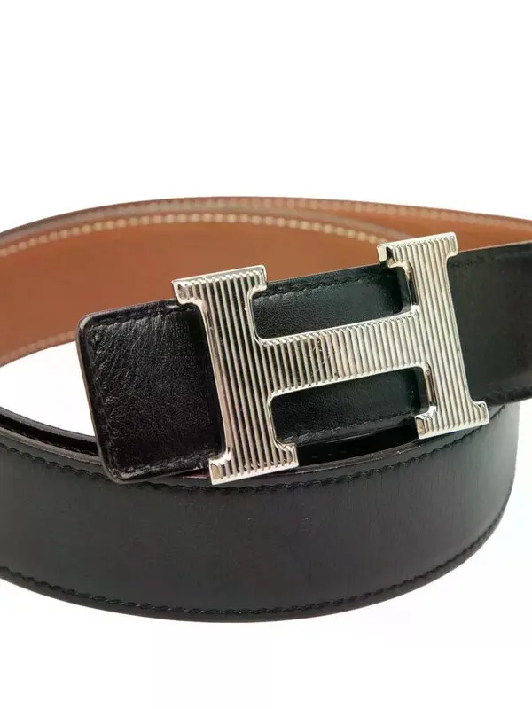 Hermès 2011 Togo And Box Calf H Strié Reversible Belt