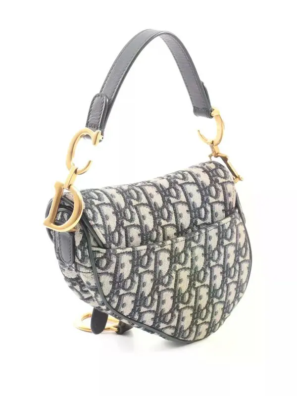 Dior Mini Oblique Canvas Saddle Bag Satchel - Blue